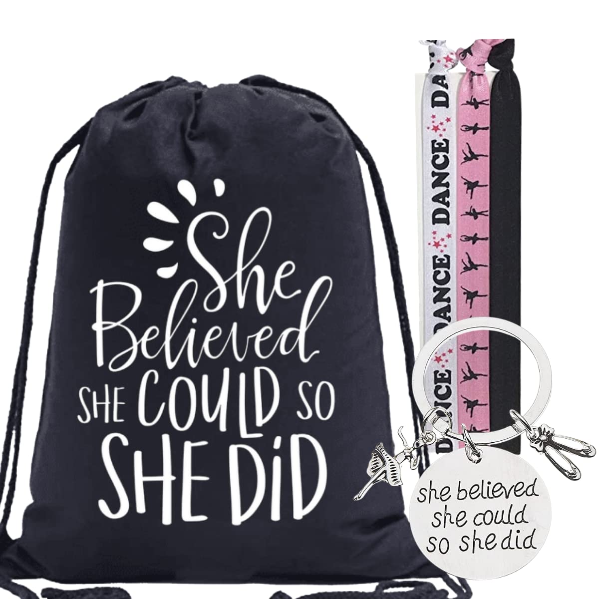 Dance Gift Bundle, Dance She Did Keychain, Drawstring Bag and Headbands ...