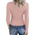 Women Long Sleeve T Shirts Rib Knit Slim Fit Tops Basic Tee 2026 Fall ...