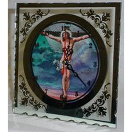 Import 7 1/2 Inch Square Crucifixion Clock with Fiber Optic Lights ...