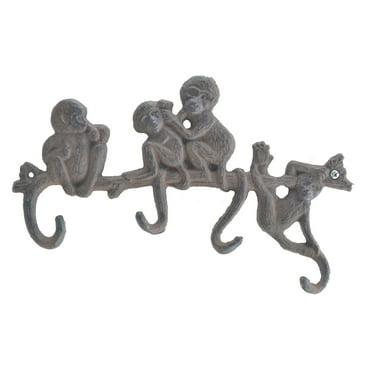 Wall Hook Rack Ornate Heart Victorian Style With 4 Hooks 12" Wide Brown ...