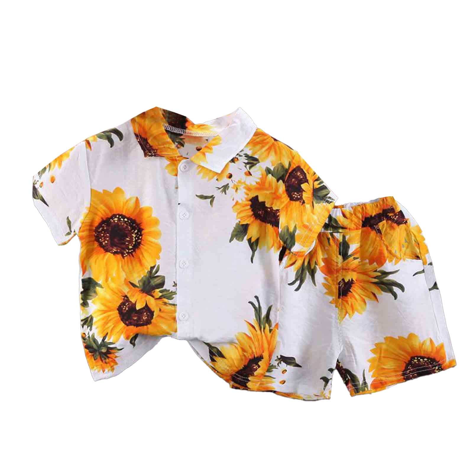LUOGENLI Boys' Hawaian Print Shirt & Shorts Set Summer Beach Outfit 2 ...
