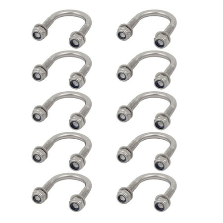 10pcs M6 Thread 304 Stainless Steel Round Bend U Bolt for 22mm Pipe ...