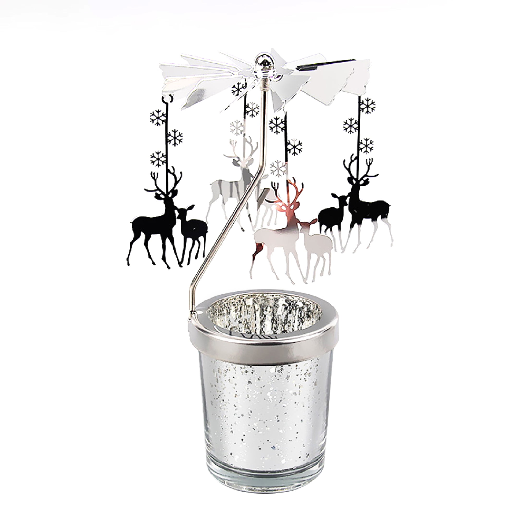EUBUY Silver Candlesticks Rotating Romantic Rotation Spinning Carrousel ...