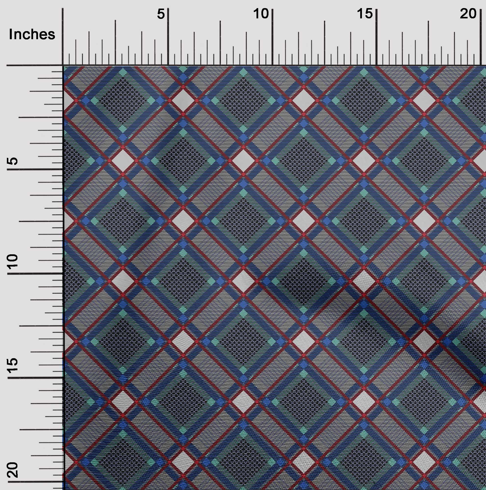 oneOone Cotton Poplin Fabric Tartan Check Print Fabric By Yard 42 Inch ...