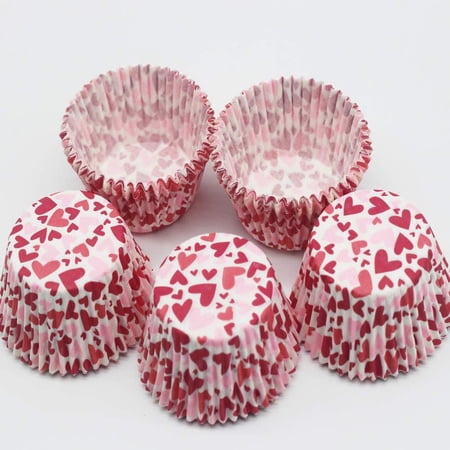 Red Heart Cupcake Liners Baking Cups,Valentine's Day Cake Decorations ...