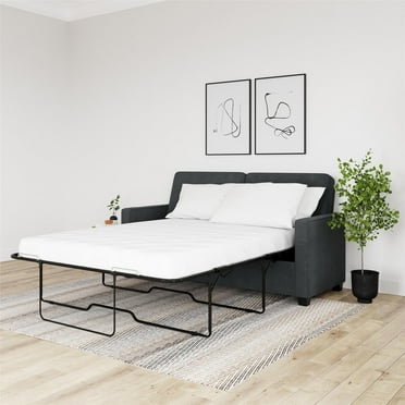 Devon Sleeper Sofa with certified Memory Foam Mattress, Blue Linen ...