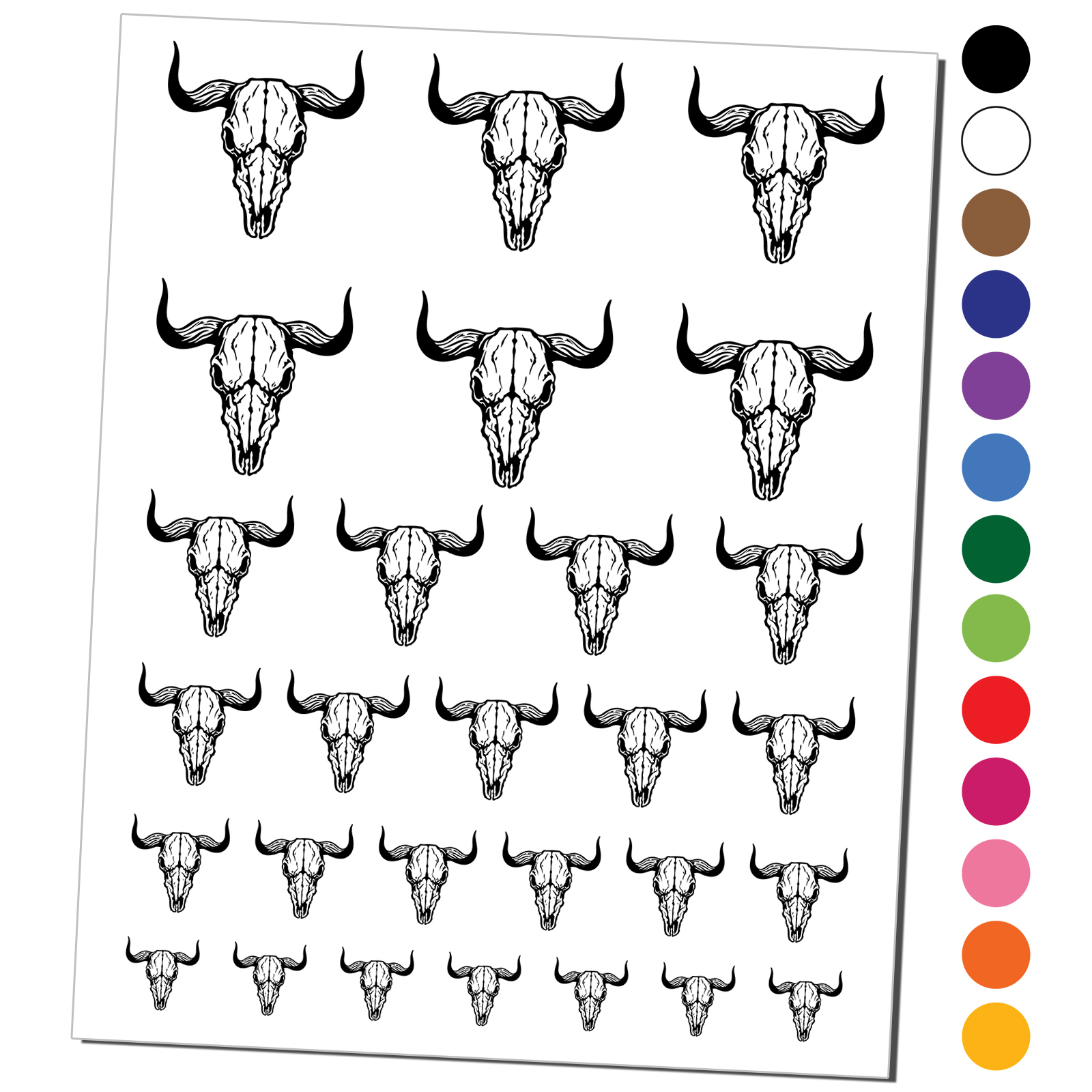 Bull Skull Water Resistant Temporary Tattoo Set Fake Body Art ...