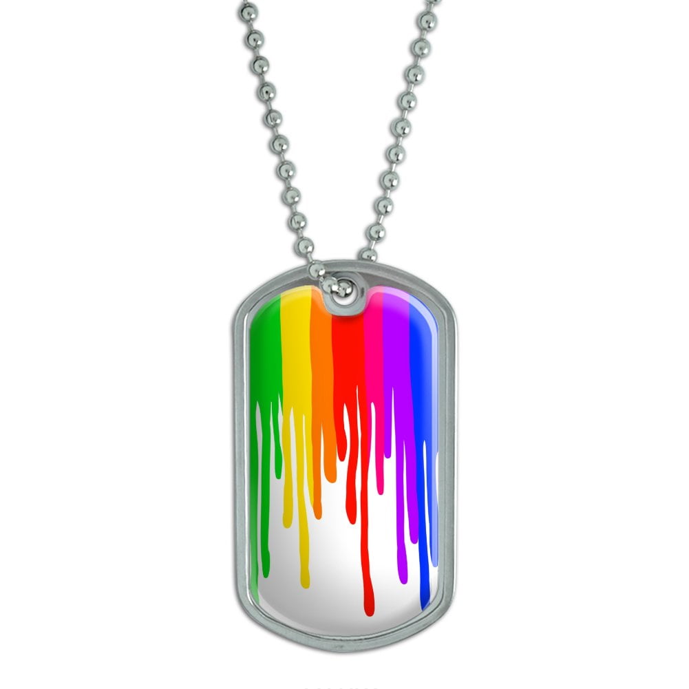 Paint Dripping Rainbow On White - Art Artist Painting Dog Tag - Walmart.com