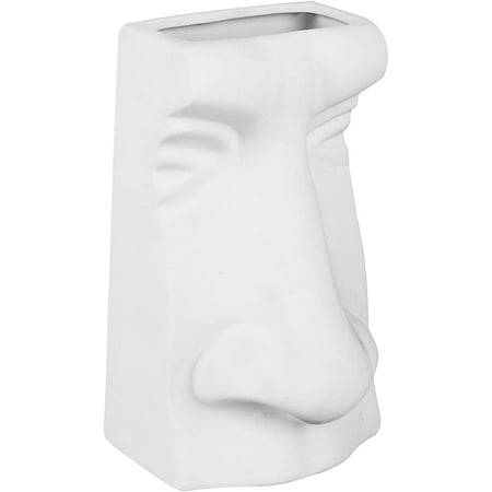 Matte White Ceramic Flower Vase Abstract Nose Shape Face Sculpture ...