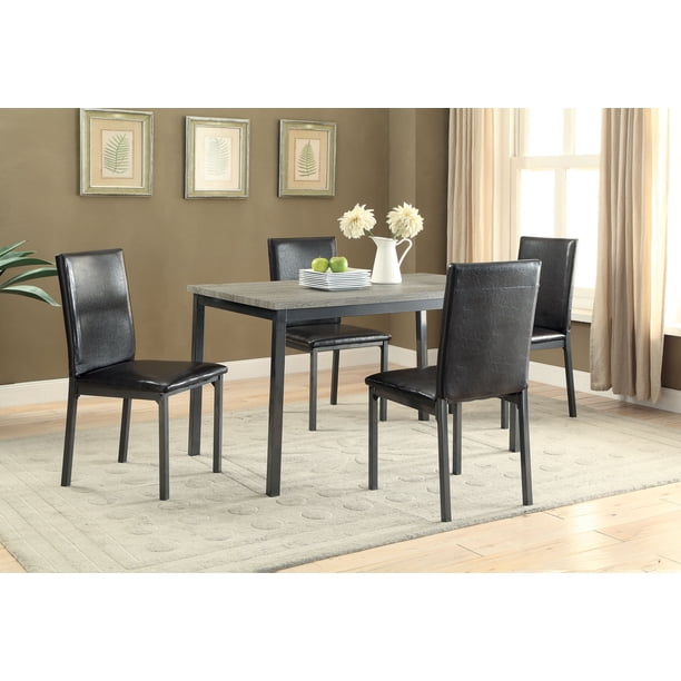 Garza 5-piece Dining Room Set Weathered Grey and Black - Walmart.com