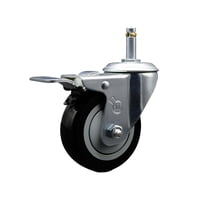 3 Inch Black Polyurethane Swivel Top Plate Caster Set with Total Lock ...