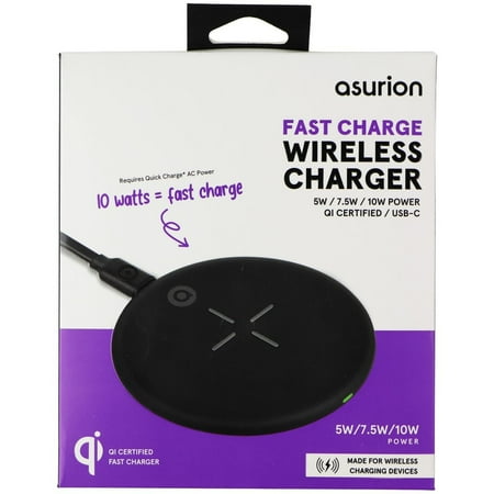 Asurion 10W Qi Certified Fast Charge Wireless Charger - Black (383197 ...