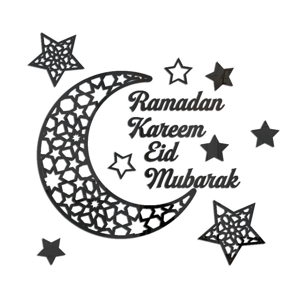 Ramadan Decorations Moon and Star Acrylic Self-Adhesive Wall Stickers ...