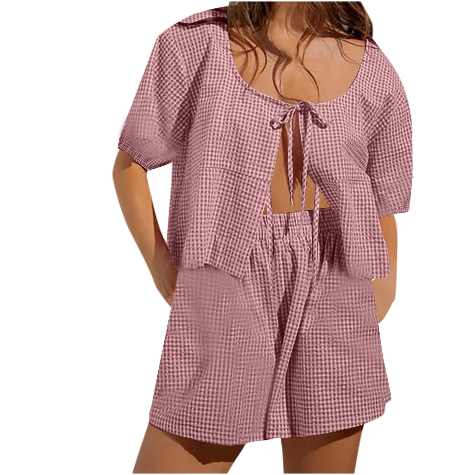 Click here for Yuyuzo Women Pajamas Sets Puff Sleeve Plaid Babydo... prices