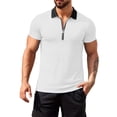 Antinious Men Patchwork Zip Short Sleeve Fitness Breathable Workout ...