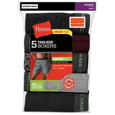 Red Label Men's 5-Pack Printed Woven Exposed Waistband Boxers - Walmart.com