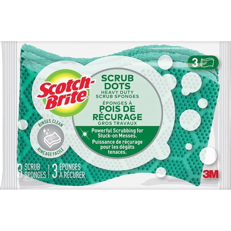 Scrub Sponge, 3 Pack, Heavy Duty Scrub Dots, Scrubber Sponge for Dishes ...