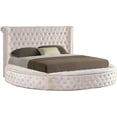 Modern Glam Queen Size Round Storage Bed, Velvet Tufted Platform Circle ...
