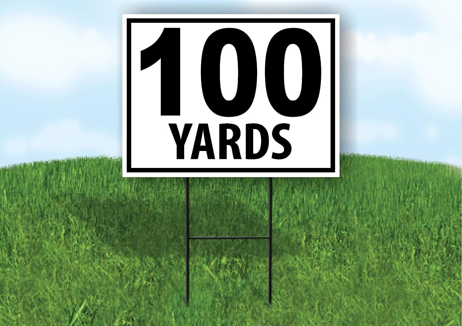 Single Sided Sign 100 Yards Distance Marker Target Running Race Black White Yard Sign Road Sign ...