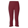 cfhntfmh Ruffle Trim Capri Leggings for Women Yoga Workout Capris Pants ...