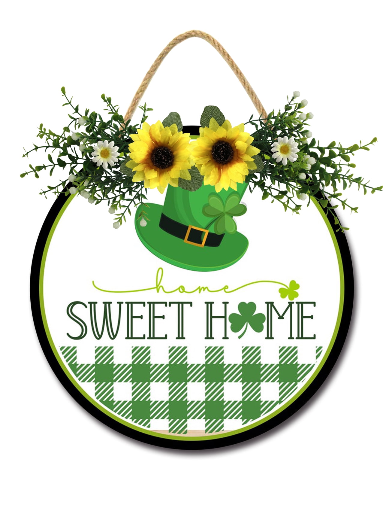 Eveokoki Home Sweet Home Front Door Sign Funny Wreaths Hanging Wooden ...