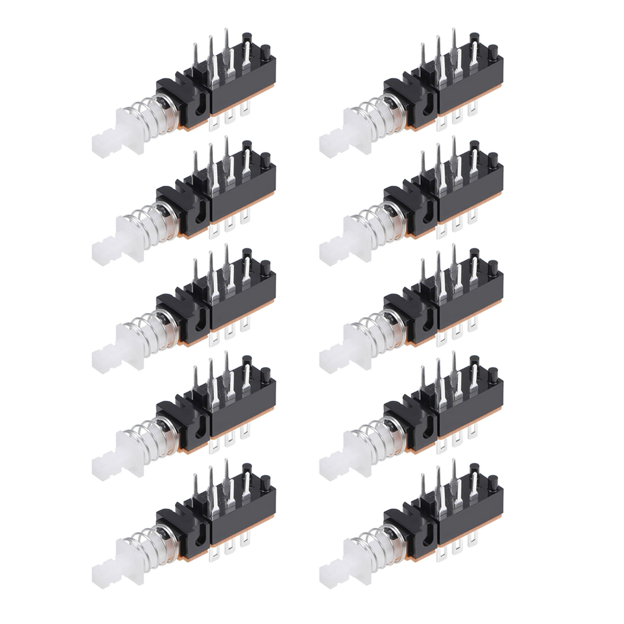 Push Button Switch, DPDT 6 Pin 1 Position Self-Locking Black 10Pcs ... Push Button Switch, DPDT 6 Pin 1 Position Self-Locking Black 10Pcs ...