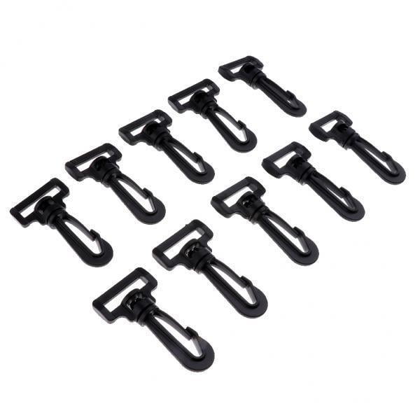 3x 10 Pieces Black Swivel Rotary Snap Hook Buckles Carabiners Rings ...