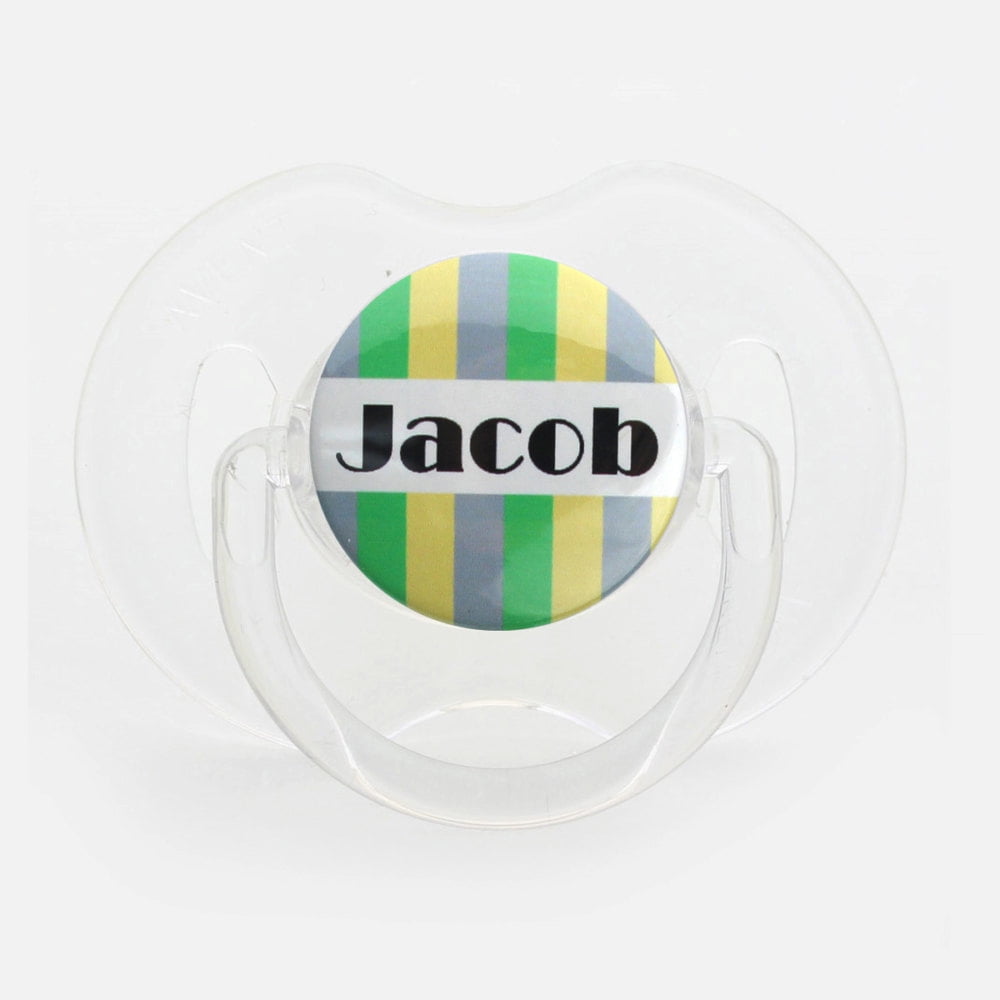 Personalized Name Yellow & Green Striped Pacifier - Walmart.com