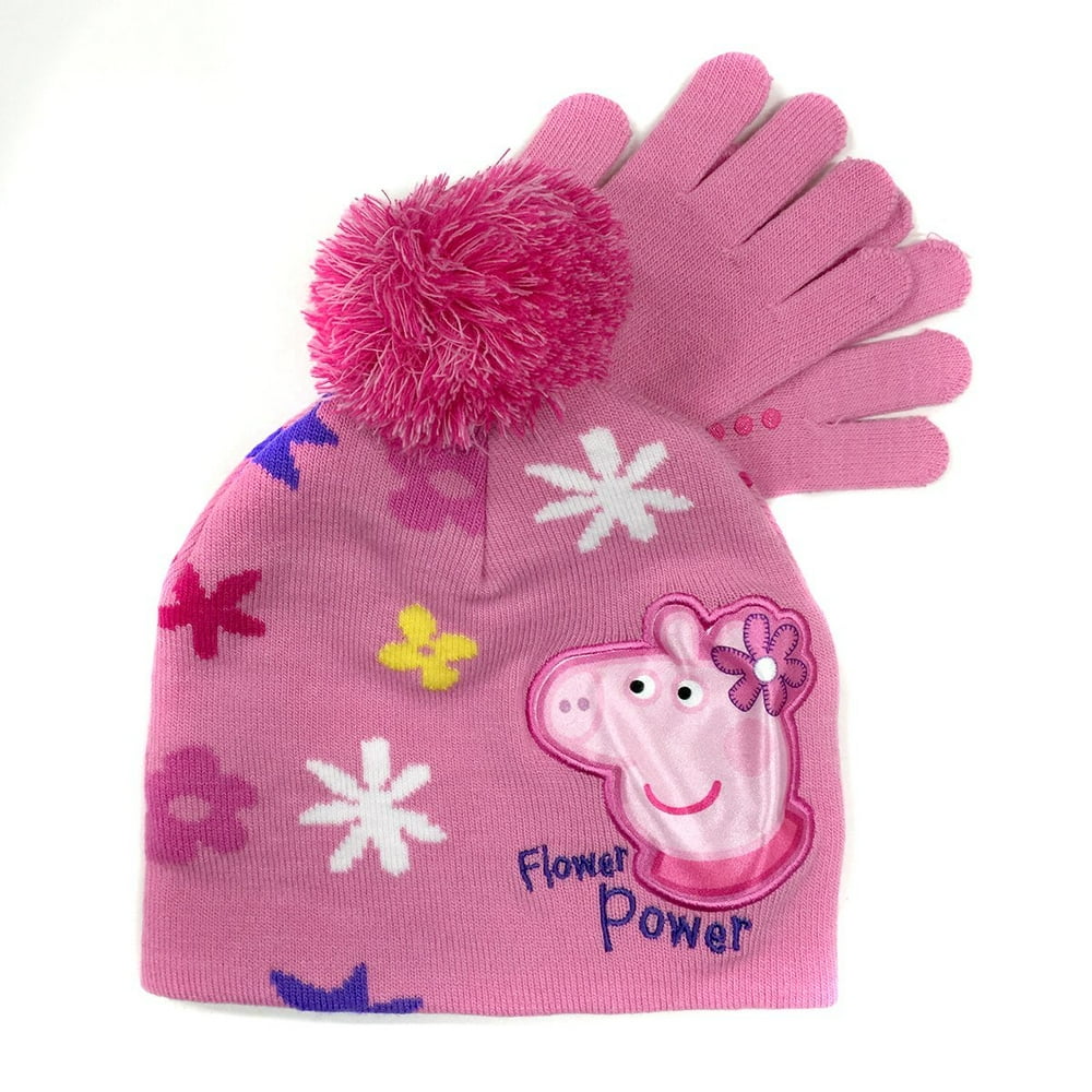 Peppa Pig - Beanie Cap - Peppa Pig - Pink Kids/Girls/Youth w/Glove Set ...