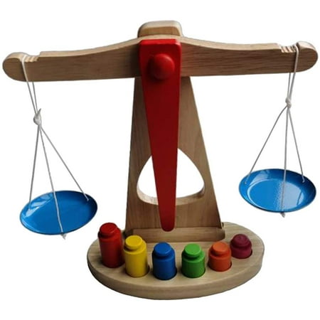 Toddler Kids Wooden Toy Balance Beam Weighing Scale Set Kids Experiment ...