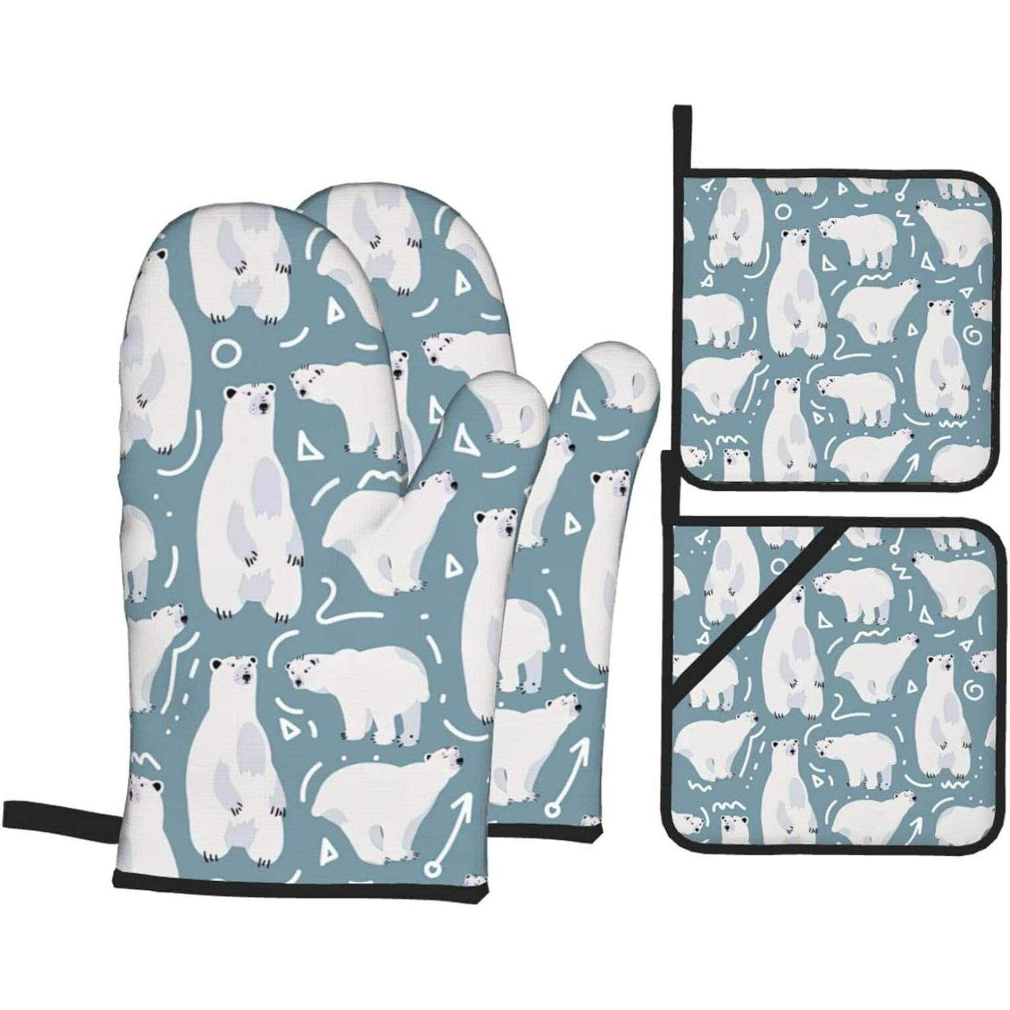 Click here for Pisonic Cute Polar Bear Print Oven Mitts And Pot H... prices