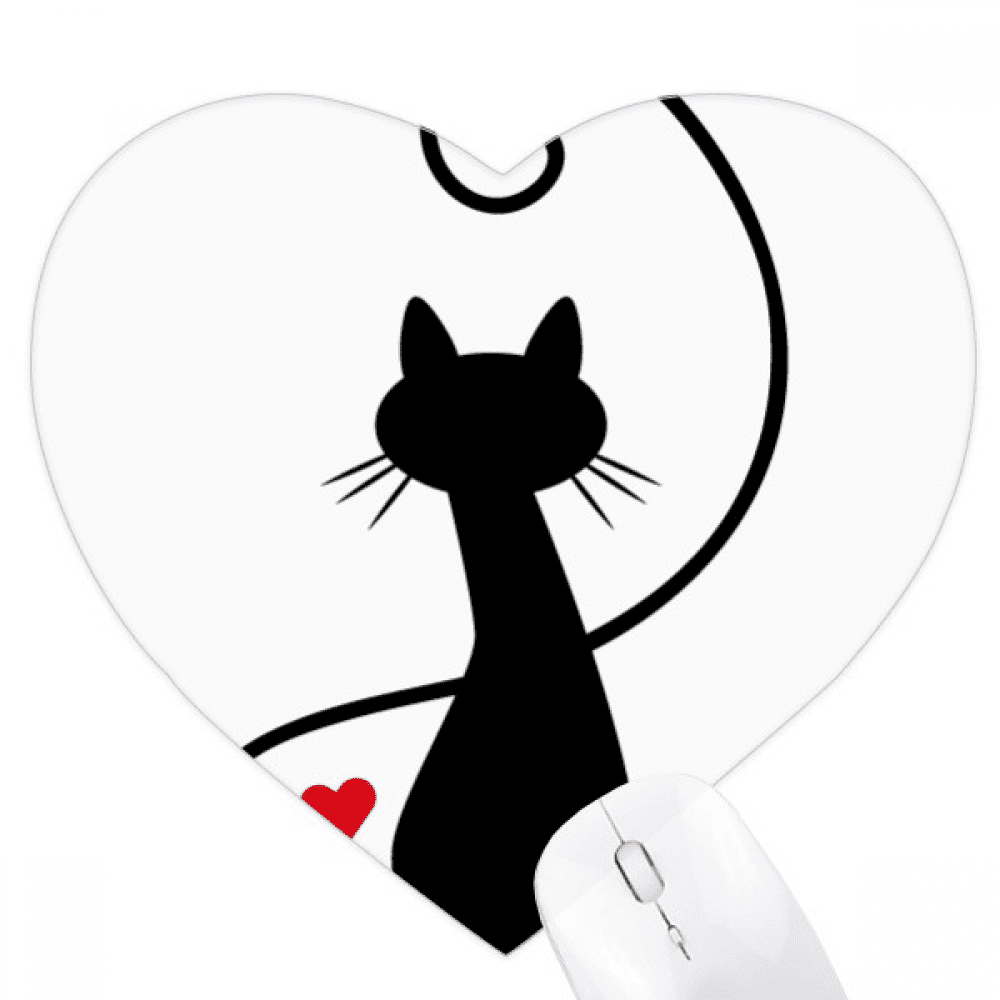 Mewing Heart Cat Sihouette Animal Heart Mousepad Rubber Mat Game Office ...