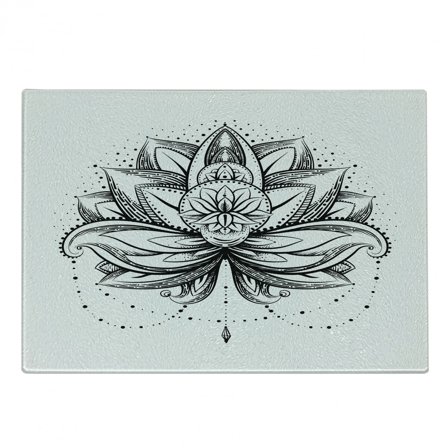 Lotus Cutting Board, Tattoo Style Petal Dots Shadow Ornamental Ethnic ...