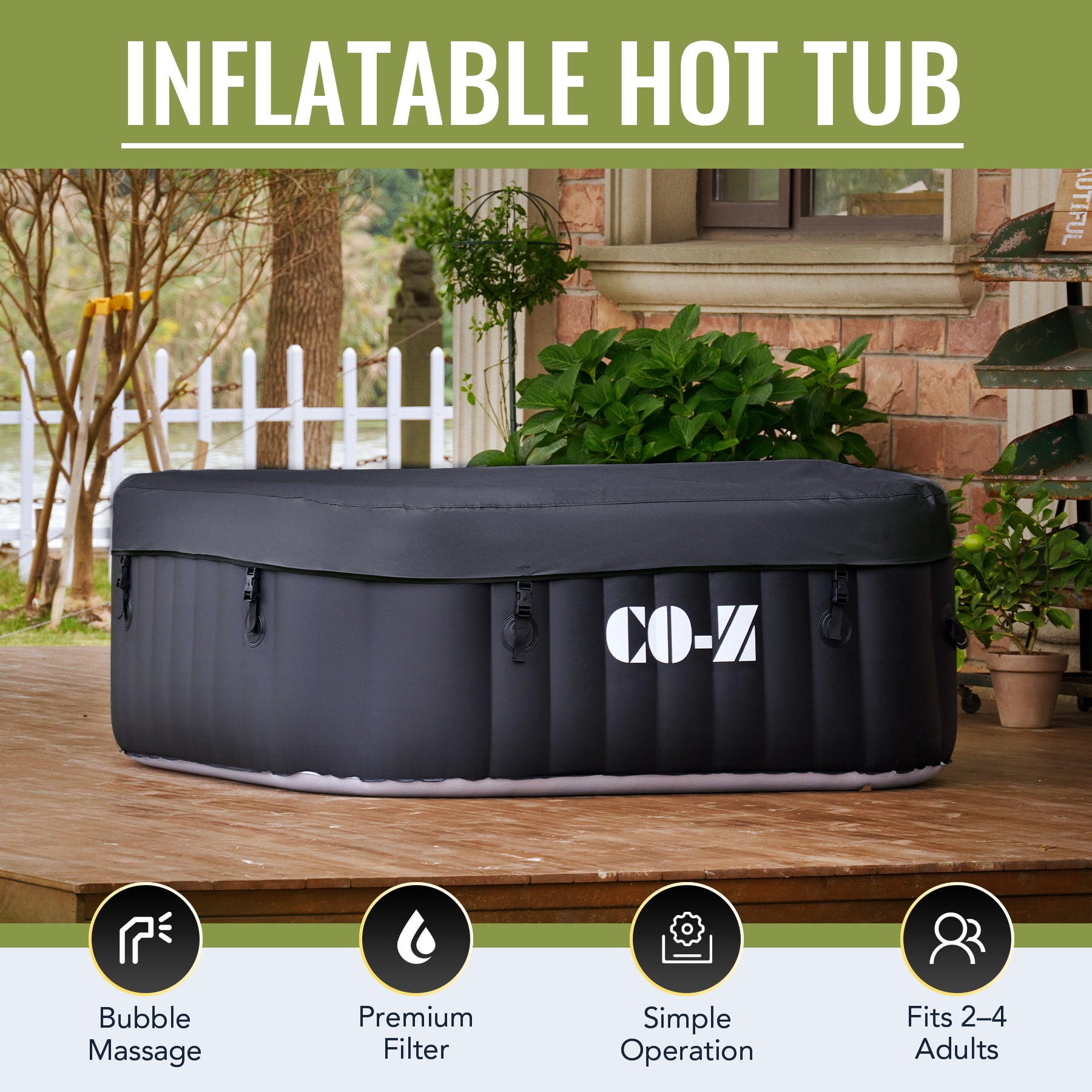 Click here for Co-Z 4 Person 5ft Inflatable Hot Tub Pool With Mas... prices
