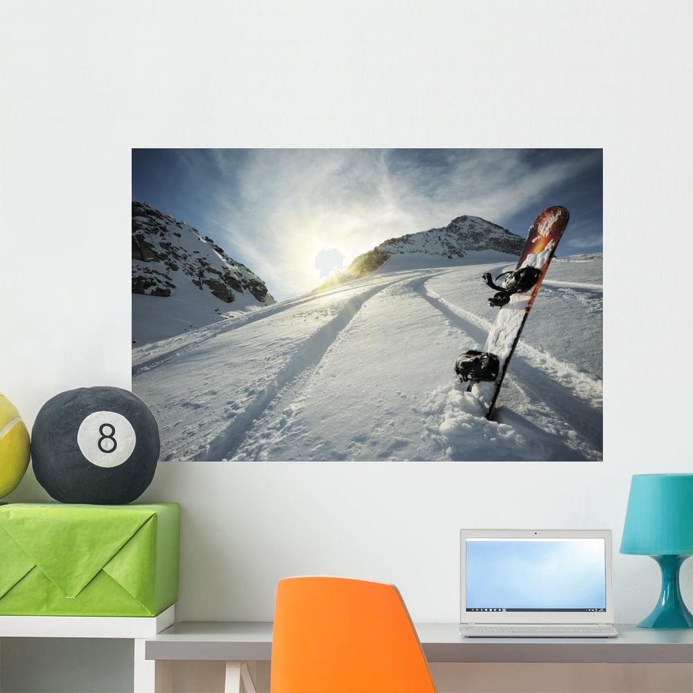 Snowboard Mountains Wall Mural by Wallmonkeys Peel and Stick Graphic ...