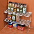 Smart Design Stacking Cabinet Shelf Rack - Medium 18 x 7 Inch - Steel ...