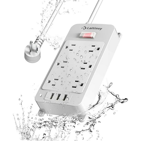 Outdoor Power Bar Waterproof, Outdoor Surge Protector Extension Cord 6 ...