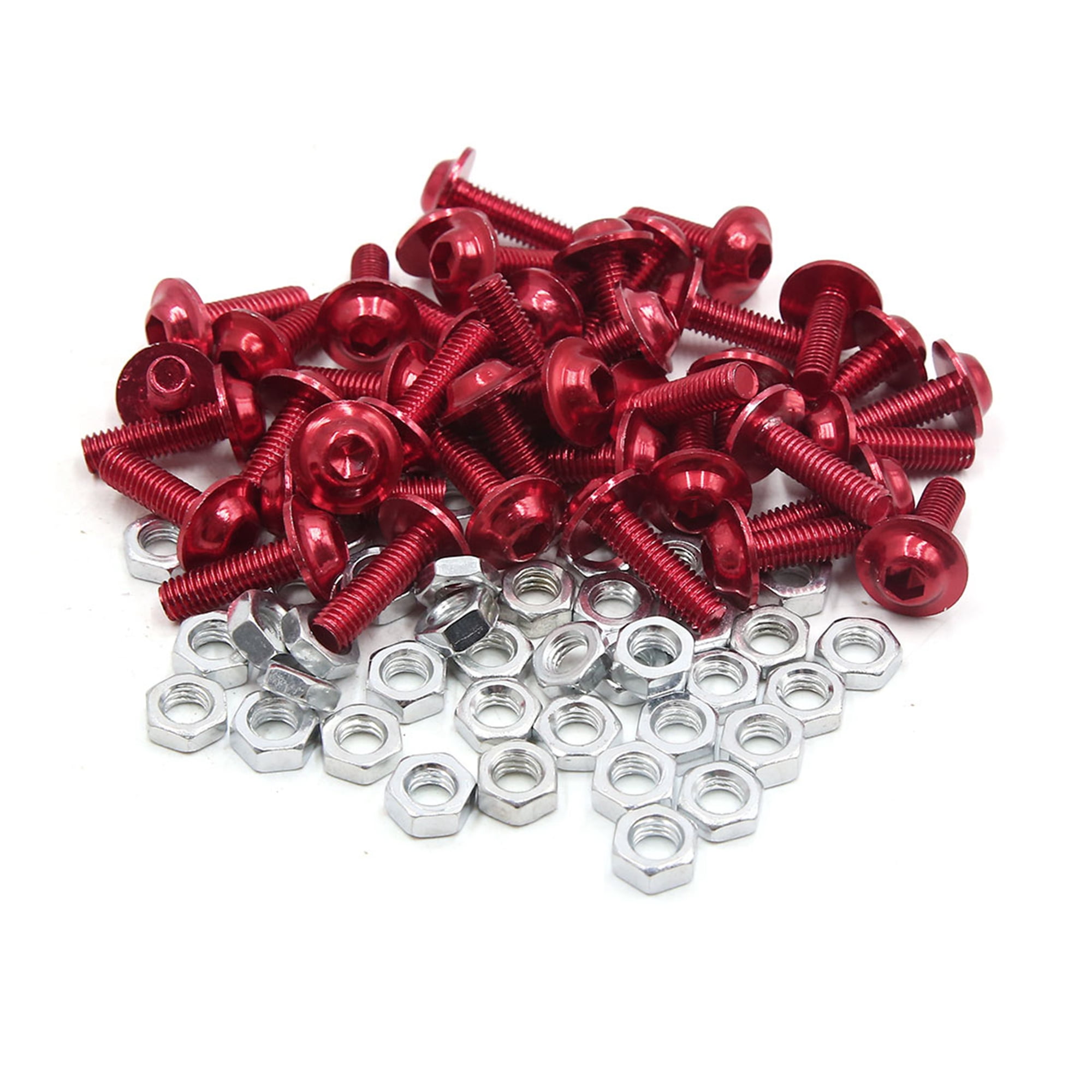 Unique Bargains 40pcs M6 Red Aluminum Alloy Hex Socket Head Motorcycle ...