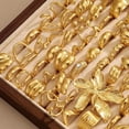 15pcs Yellow Gold Fashion Ring Set: Assorted Exaggerated Designs, Lava ...