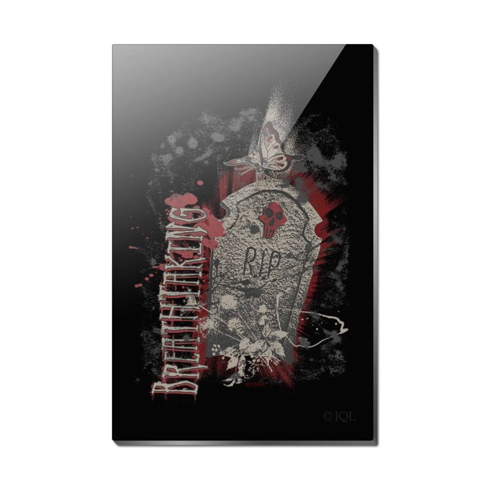 Breathtaking RIP Gravestone Biker Motorcycle Rectangle Acrylic Fridge ...