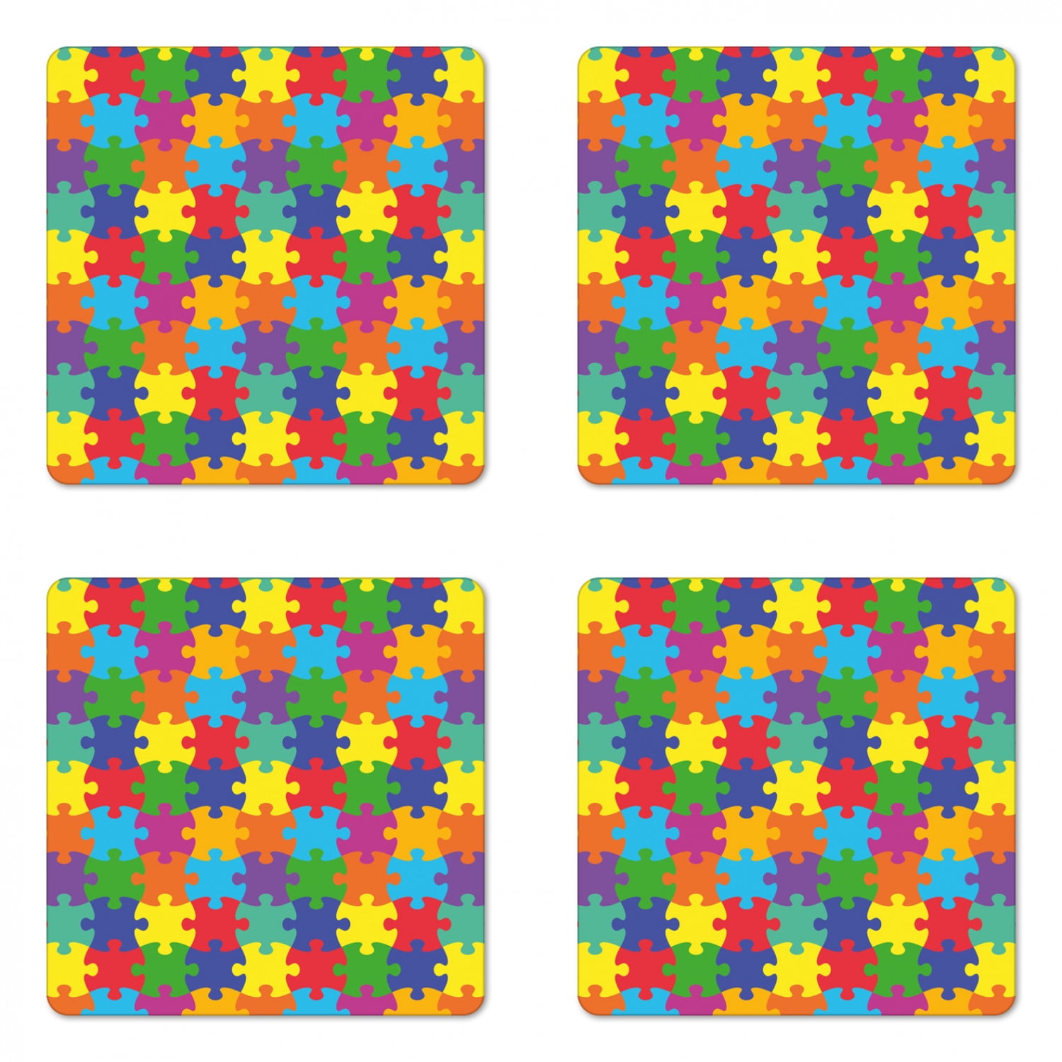 Colorful Coaster Set of 4, Nursery Theme Inspired Rainbow Colored ...