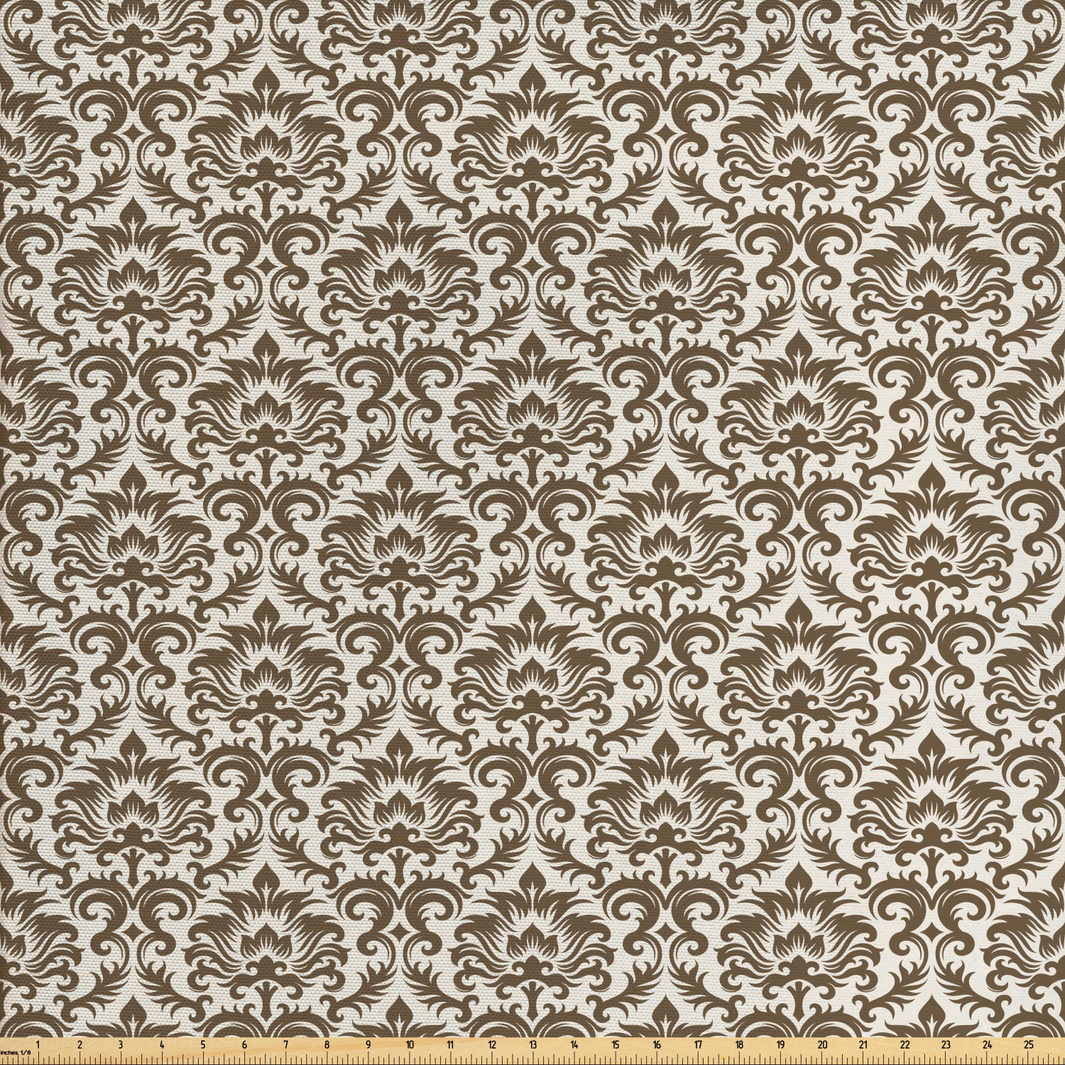 Damask Fabric by the Yard, Floral Damask Featuring Scrolled Motifs ...