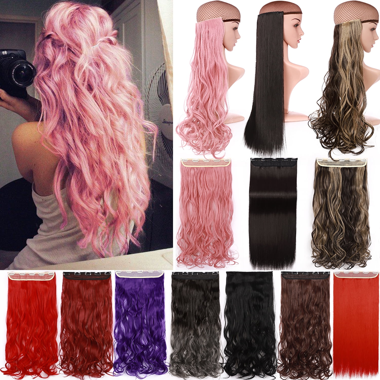 Benehair Clip in Hair Extensions Real Long Thick One Piece Hair ...