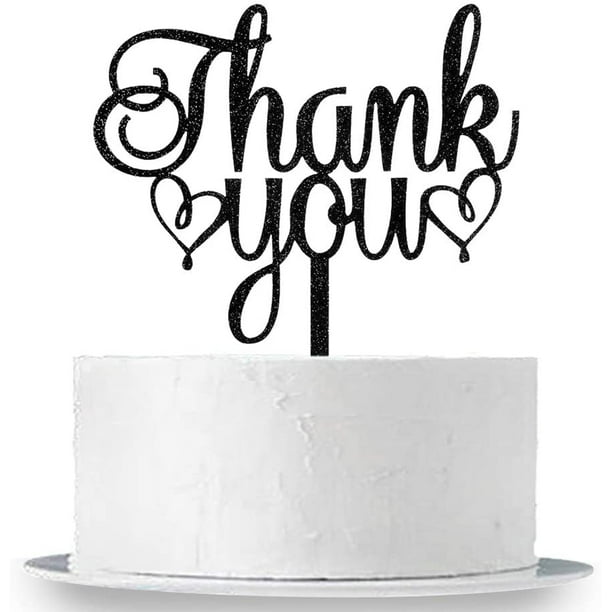 Thank You Cake Topper, Black Glitter Acrylic Engaged, Birthday, Wedding ...
