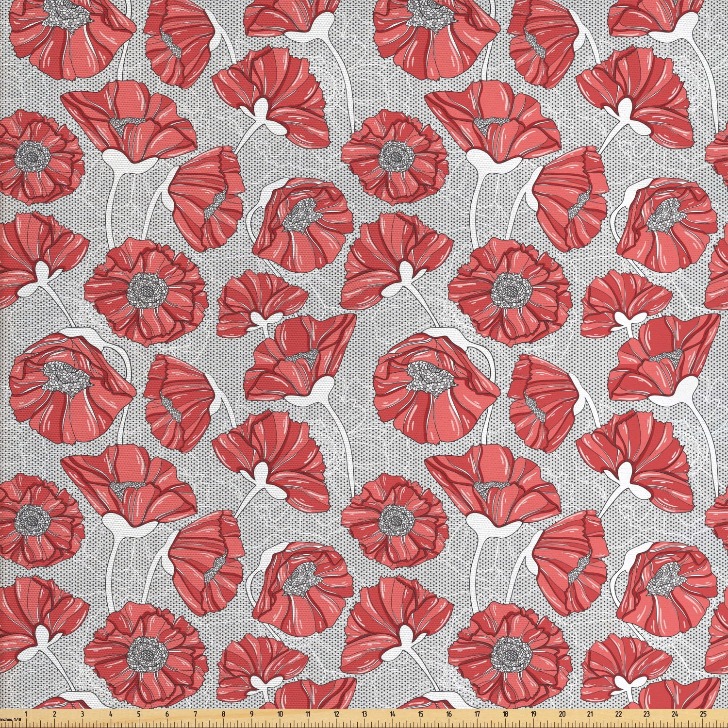 Coral And White Upholstery Fabric