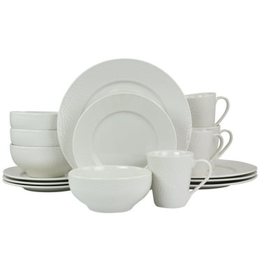 Elama Estevan 16 Pieces Round Textured Stoneware Dinnerware Set in ...