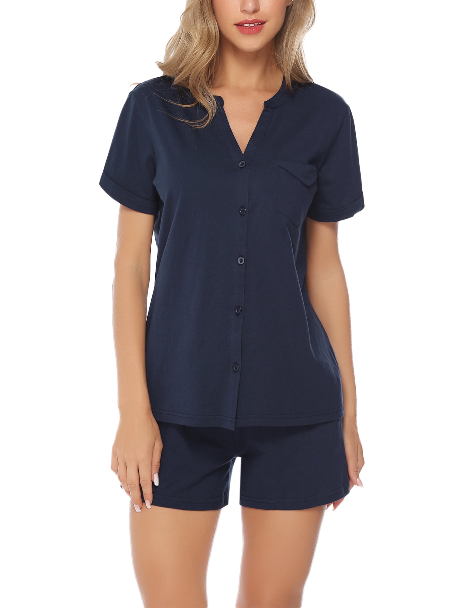 Purcoar Womens Pajamas Shorts Set Short Sleeve Pj Nightwear Sleepwear 2 ...