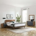 Platform Bed Dresser Chest Nightstand Set, Queen Size, Walnut, Wood ...