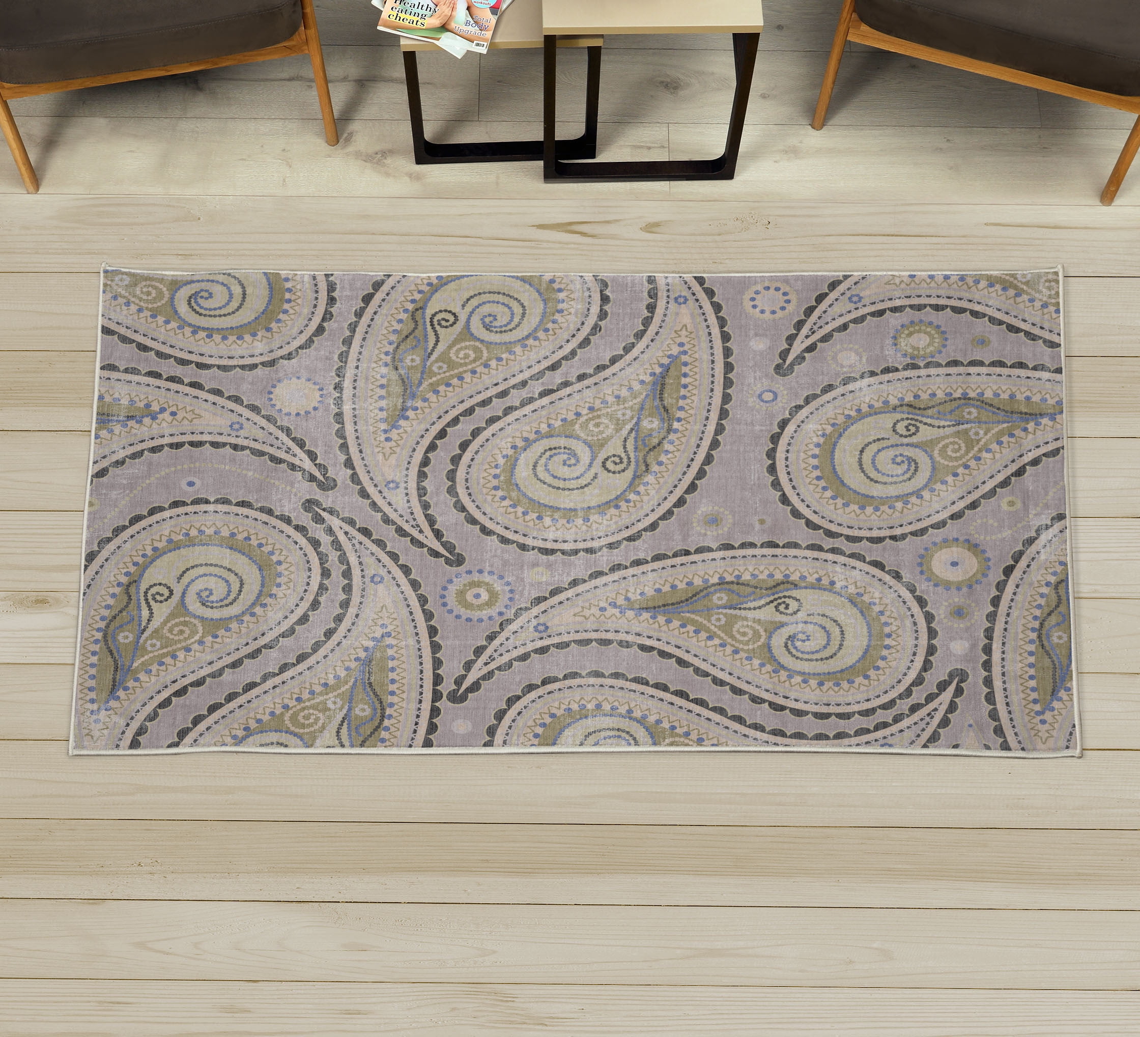 Paisley Decorative Rug, Continuous Fig Like Motifs Pattern Mandala ...