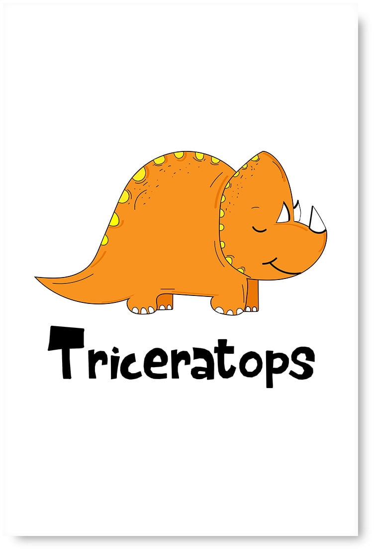 Awkward Styles Triceratops Poster Wall Art Dinosaur Illustration ...